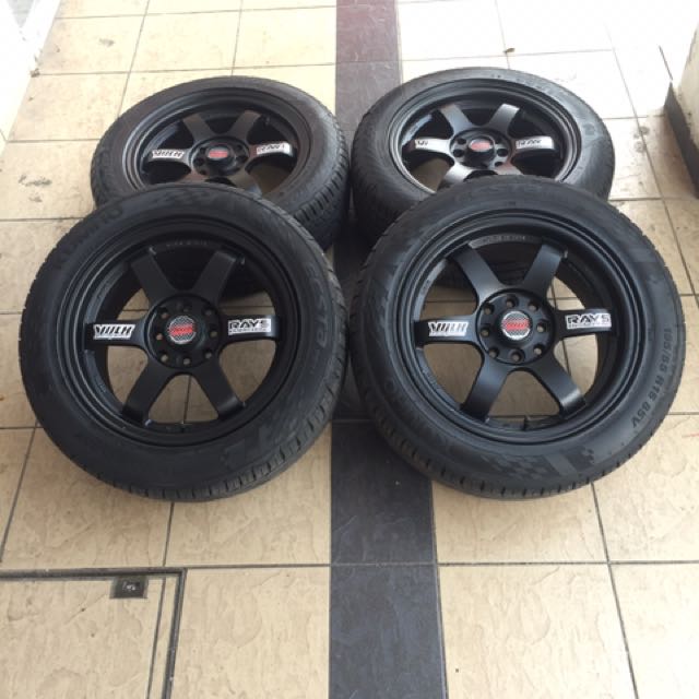 Te37 hitam legam, Auto Accessories on Carousell