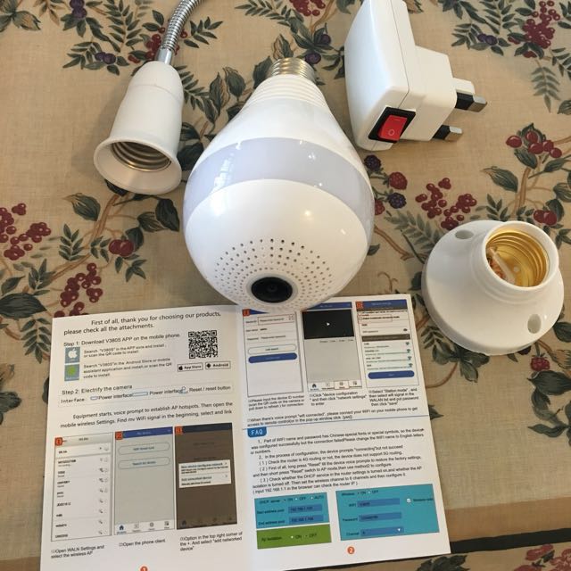 V380S bulb panoramic camera, Photography, Cameras on Carousell
