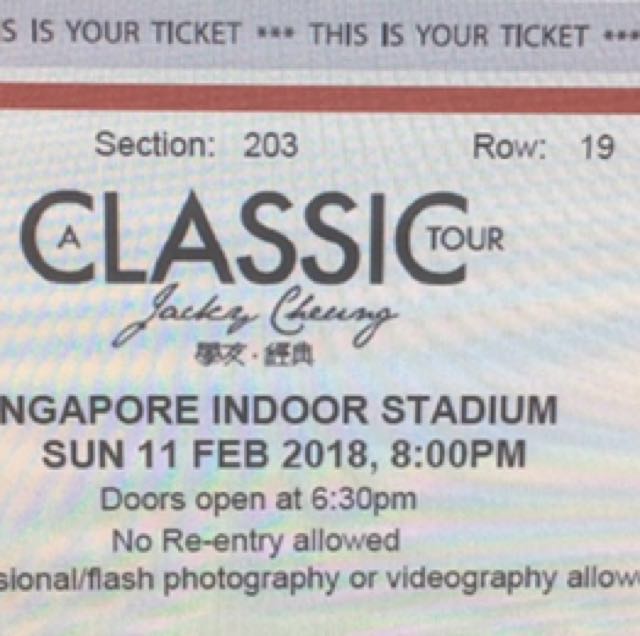 JACKY CHEUNG CONCERT TICKET, Tickets & Vouchers, Event Tickets on Carousell
