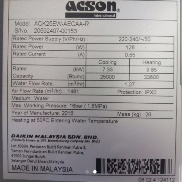 Acson 2.5hp Air Conditioner Cassette Unit, Furniture & Home Living ...