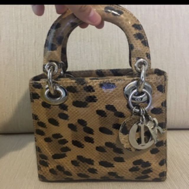 CD Leopard print Python Lady Dior Mini, Luxury, Bags & Wallets on Carousell