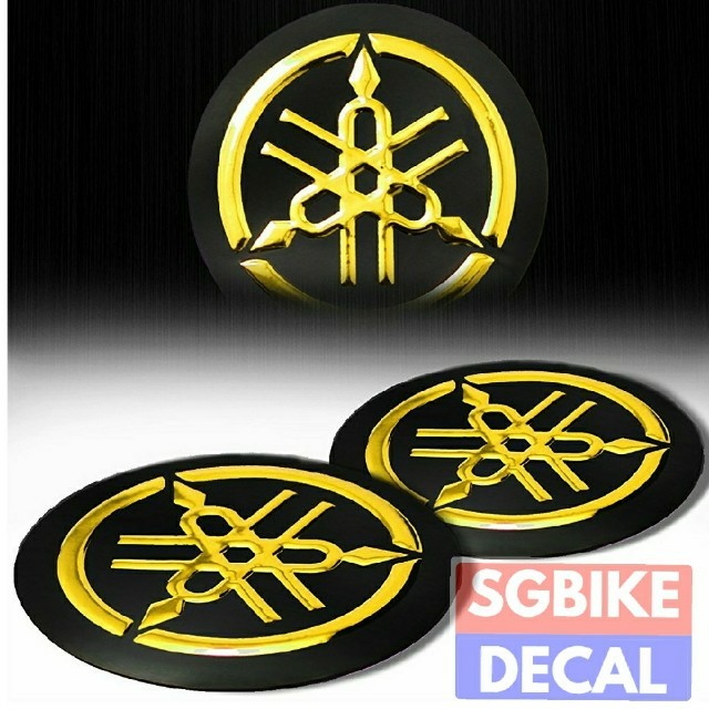 Gold yamaha logo emblem 2pc, Motorcycles, Motorcycle Accessories on ...