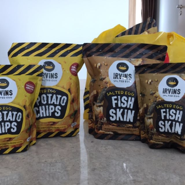 Irvins salted egg yolk fish skins and potato chips, Food & Drinks ...