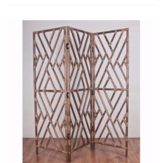 CHIPPENDALE RATTAN SCREEN ROOM DIVIDER, AMANDA GREY, Furniture & Home ...
