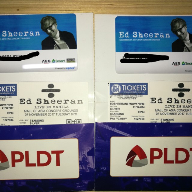 Ed Sheeran Concert Ticket ( 2 Silver ticket + 2 access card), Tickets ...