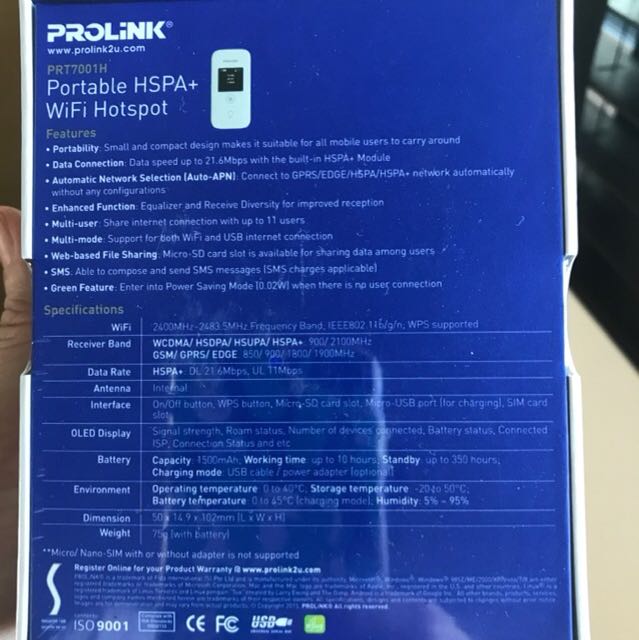 PROLINK portable HSPA+ WiFi Hotspot, Mobile Phones & Gadgets, Mobile ...