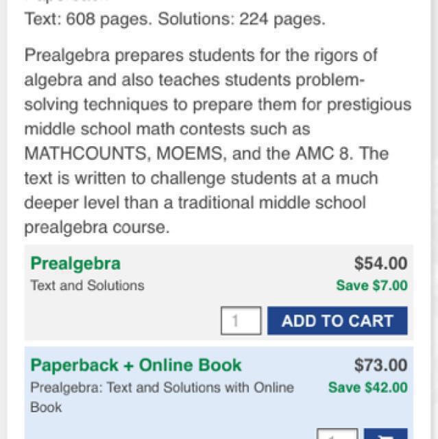 Pre Algebra text book and solution by AOPs, Hobbies & Toys, Books ...