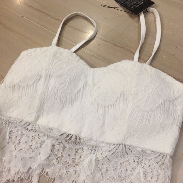 White Lace Bralet, Women's Fashion, Tops, Sleeveless on Carousell