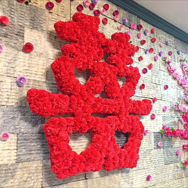 Double Happiness Sangee Wall Decor Backdrop For Sale - Tinghun Chinese ...