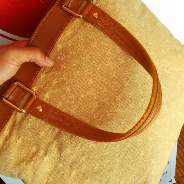 Authentic Louis Vuitton Mini Lin Monogram Lucille GM Tote Bag in Beige ...