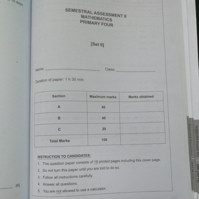 P4 GLM Maths Specimen Paper, Hobbies & Toys, Books & Magazines ...