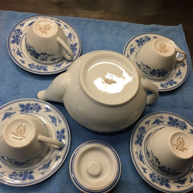 Li Ling China Tea Set with 4 cups, TV & Home Appliances, Kitchen ...