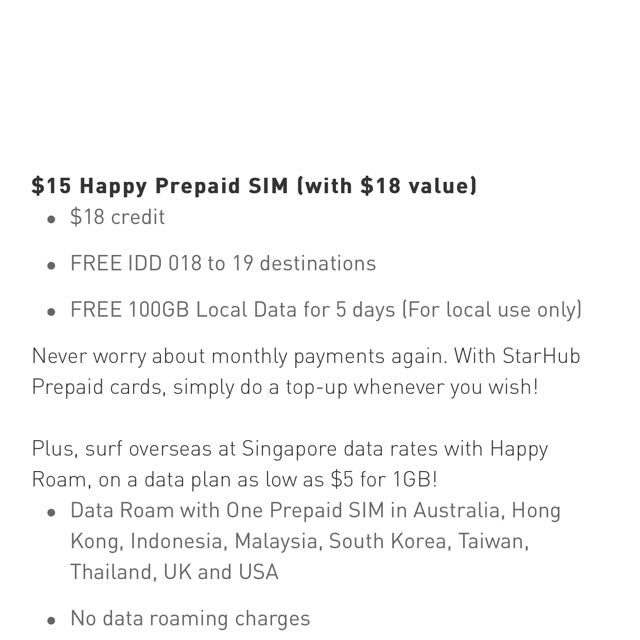 StarHub Happy 15 Prepaid SIM, Mobile Phones & Gadgets, Mobile & Gadget ...