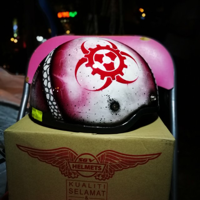 Custom Airbrush SGV (half) helmet *NEW, Motorbikes on Carousell