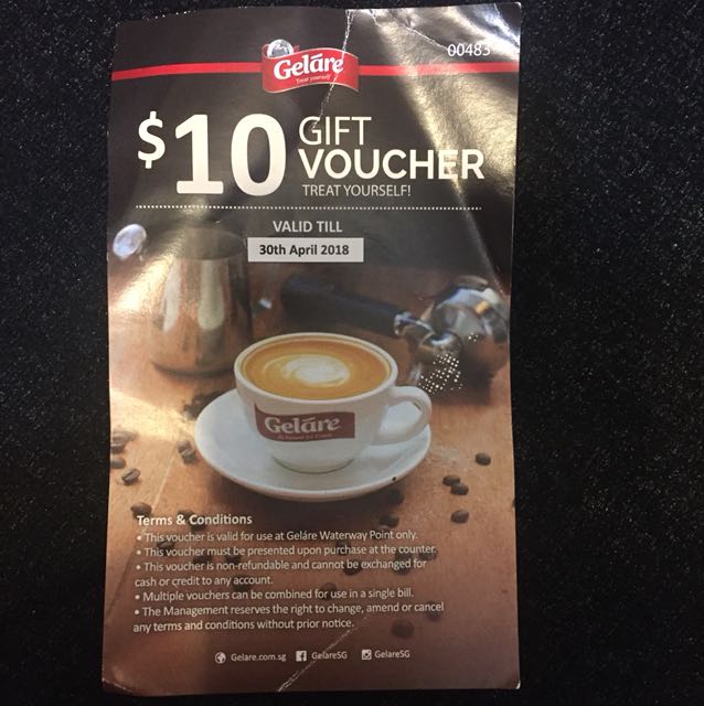 Gelare $10 Gift voucher, Tickets & Vouchers, Vouchers on Carousell