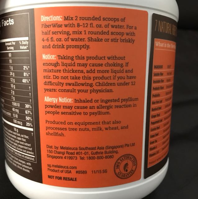 Melaleuca Fiberwise (Orange), Health & Nutrition, Health Supplements ...