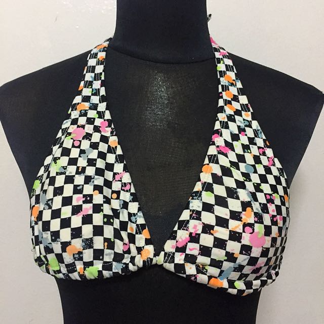 Checkered Color Splash Bikini Top, Women's Fashion, Tops, Sleeveless on ...