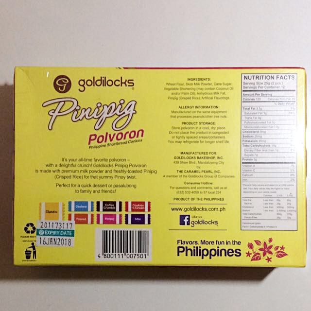 BN Sealed Goldilocks Pinipig Crisped Rice Polvoron Snack, Food & Drinks ...