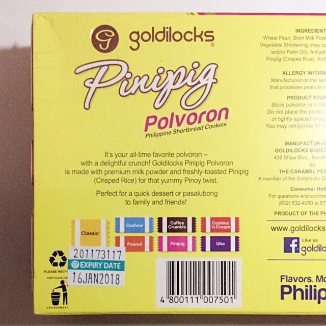 BN Sealed Goldilocks Pinipig Crisped Rice Polvoron Snack, Food & Drinks ...
