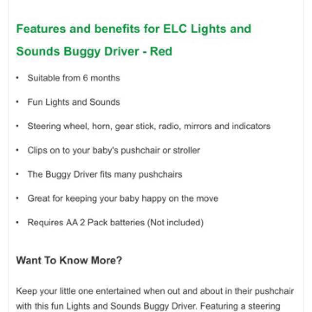 ELC lights and sounds buggy driver, Hobbies & Toys, Toys & Games on ...