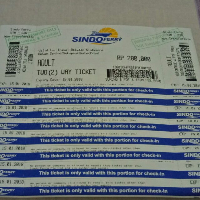 PROMO!! Sindo Ferry Ticket To Batam (INDONESIA PASSPORT ONLY), Tickets ...