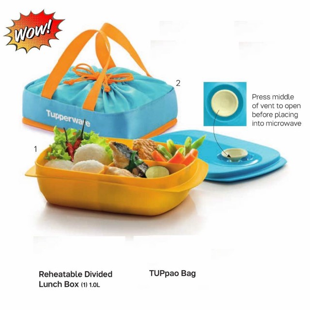 Tupperware Reheatable Divided Lunch Box with bag(1) 1L, TV & Home ...