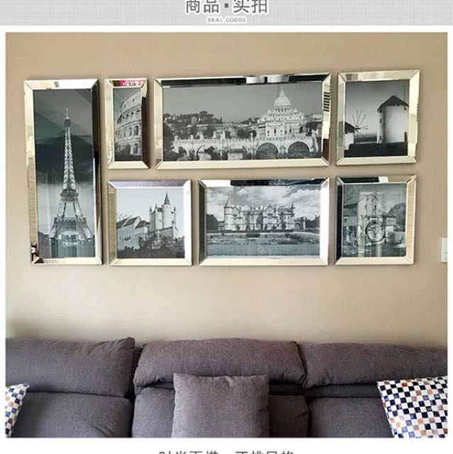 Mirror wall hung photo frame collage, Furniture & Home Living, Home ...