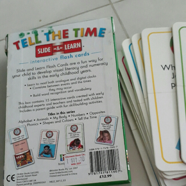 Tell the Time Slide and Learn Flashcards (rare), Hobbies & Toys, Toys ...