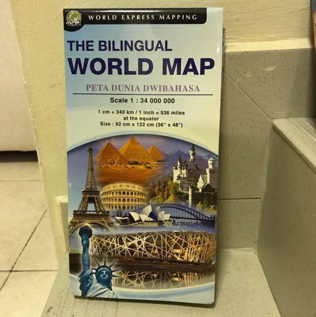 Bilingual World Map, Hobbies & Toys, Stationery & Craft, Stationery ...