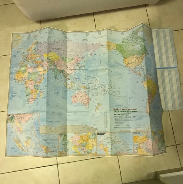 Bilingual World Map, Hobbies & Toys, Stationery & Craft, Stationery ...