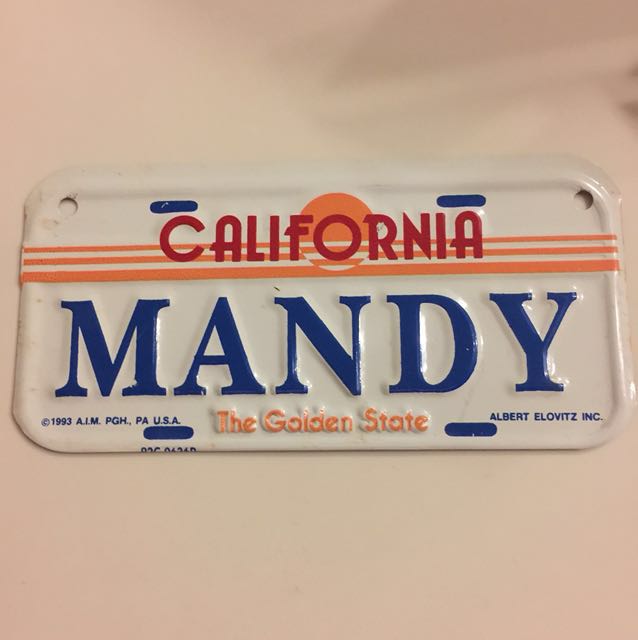 California Name Plate - Mandy, Everything Else on Carousell