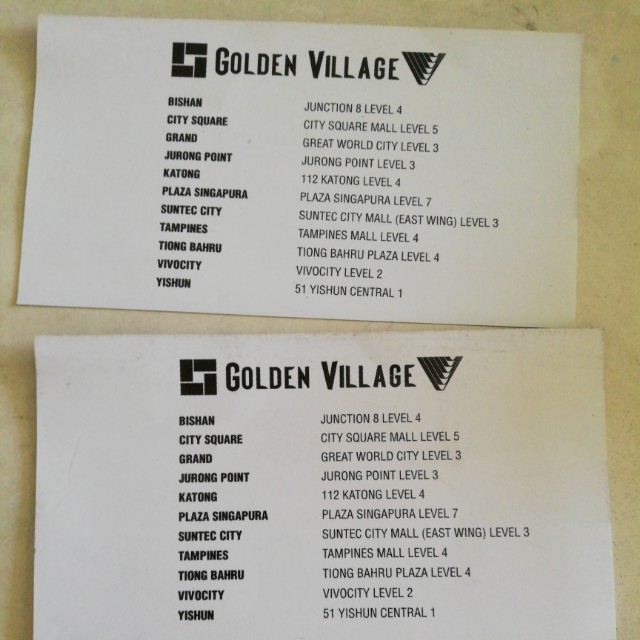 Golden village Movie Ticket(weekends & weekdays), Tickets & Vouchers ...