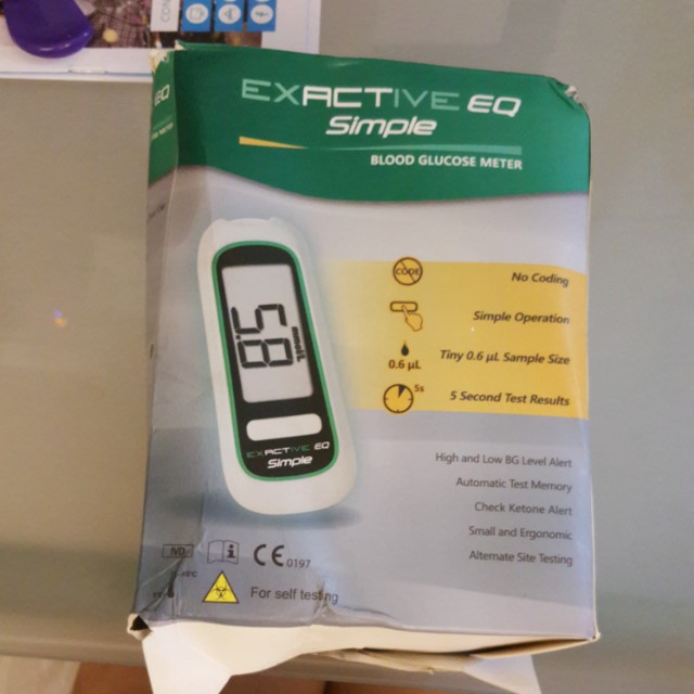 EXACTIVE EQ SIMPLE" BLOOD GLUCOSE MONITORING METER WITH 50 STRIPS+50 NEEDLES & LANCET ...