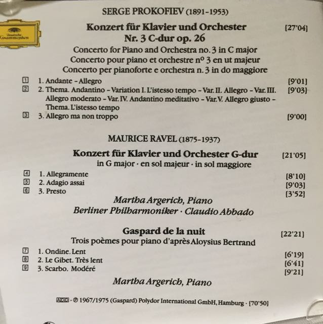 Martha Argerich; Claudio Abbado: Berliner Philharmonic / Philharmoniker - Prokofiev and Ravel ...