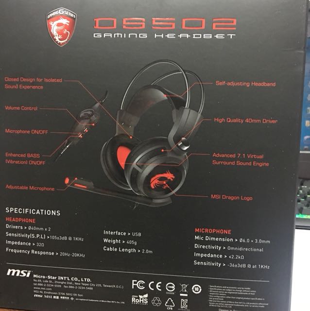 MSI DS502 7.1 Gaming Headset, Audio, Headphones & Headsets on Carousell