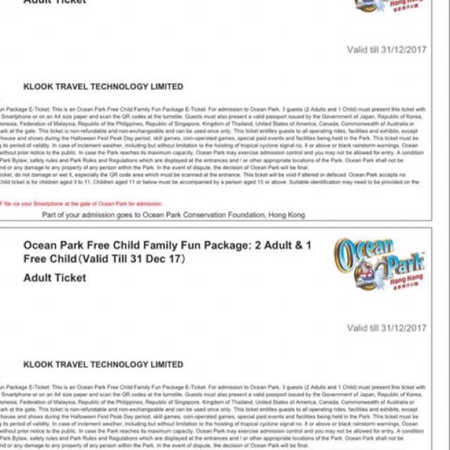 Ocean Park Hong Kong 2 adults 1 Child E tickets, Tickets & Vouchers ...