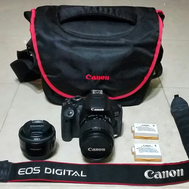 650D Cannon DSLR with 2 lens 2 battery, Photography, Cameras on Carousell