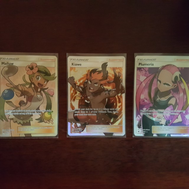 Pokemon Trainer Cards Mallow Kiawe Plumeria Full Art, Hobbies & Toys ...