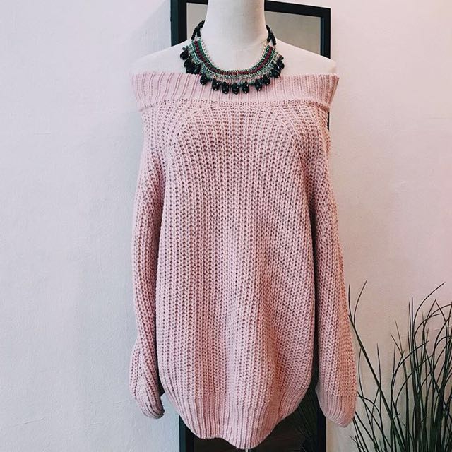 Noskinattached dusty pink pff shoulder, Women's Fashion, Tops ...