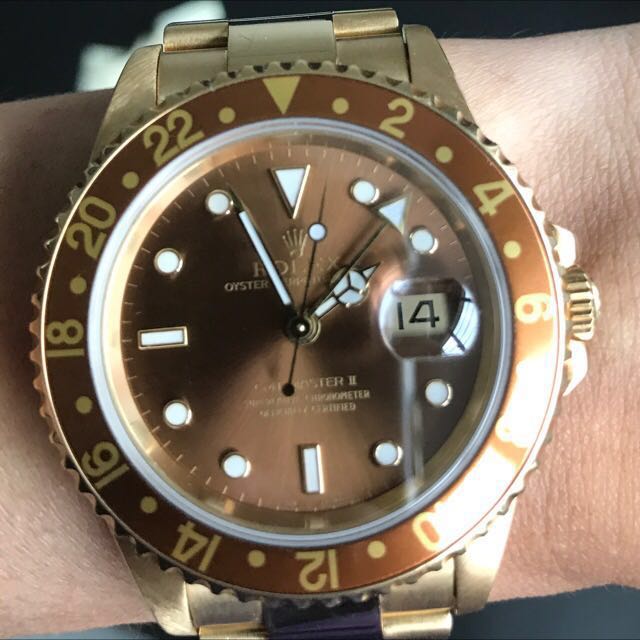 Rolex 16718 Full Gold Gmt Master 2, Luxury, Watches on Carousell