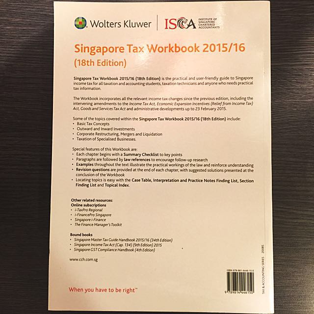 Singapore Tax Workbook 15/16 (18th Edition) By Sum Yee Loong, Hobbies ...