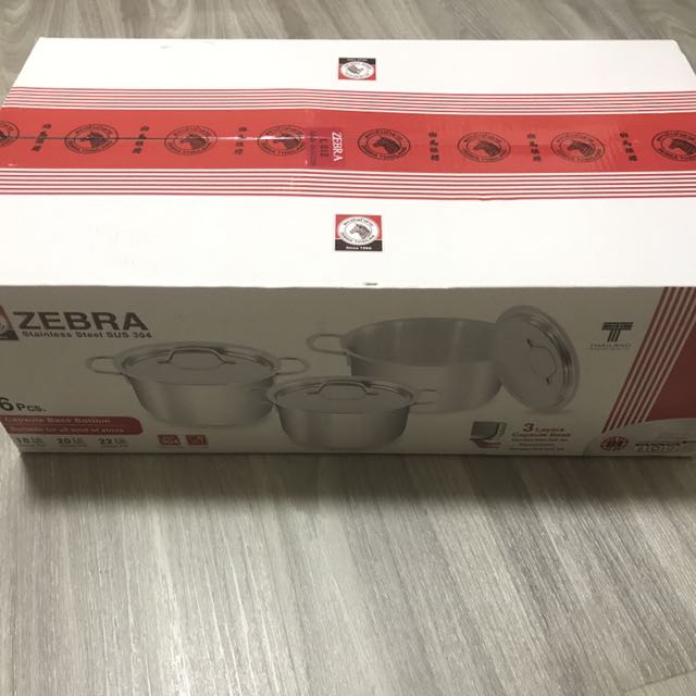 Zebra 3 Pots (6 pieces), TV & Home Appliances, Kitchen Appliances ...