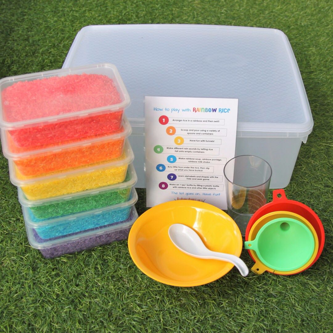 Homemade Rainbow Rice Play Set, Babies & Kids, Babies & Kids Fashion on ...