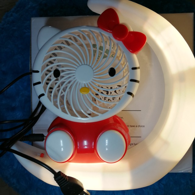 Hello Kitty fan sitting on Crescent Moon with light, Furniture & Home ...