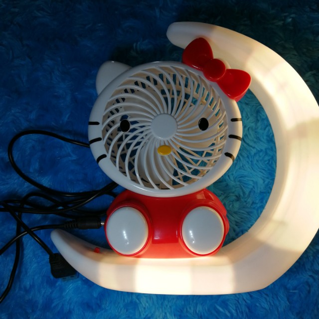 Hello Kitty fan sitting on Crescent Moon with light, Furniture & Home ...