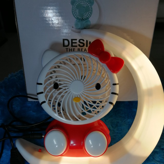 Hello Kitty fan sitting on Crescent Moon with light, Furniture & Home ...