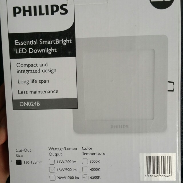 Philips SmartBright LED Downlight DN024B, Furniture & Home Living ...