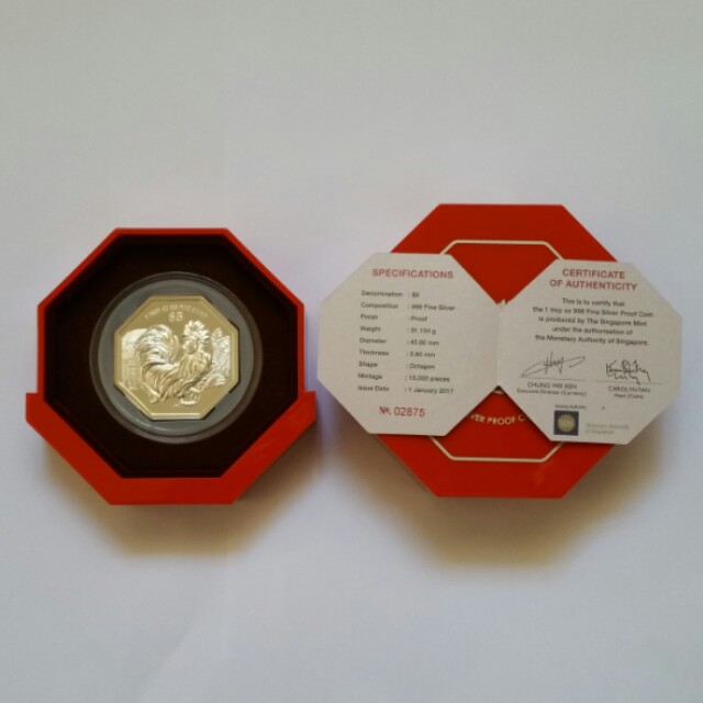2017 Singapore Luner Rooster 1 OZ Fine Silver Proof Coin., Hobbies ...