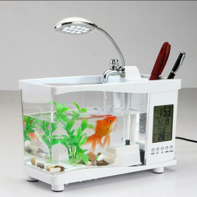 Multi-function fish tank desktop light aquarium home clock, Furniture ...