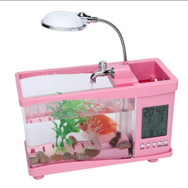 Multi-function fish tank desktop light aquarium home clock, Furniture ...